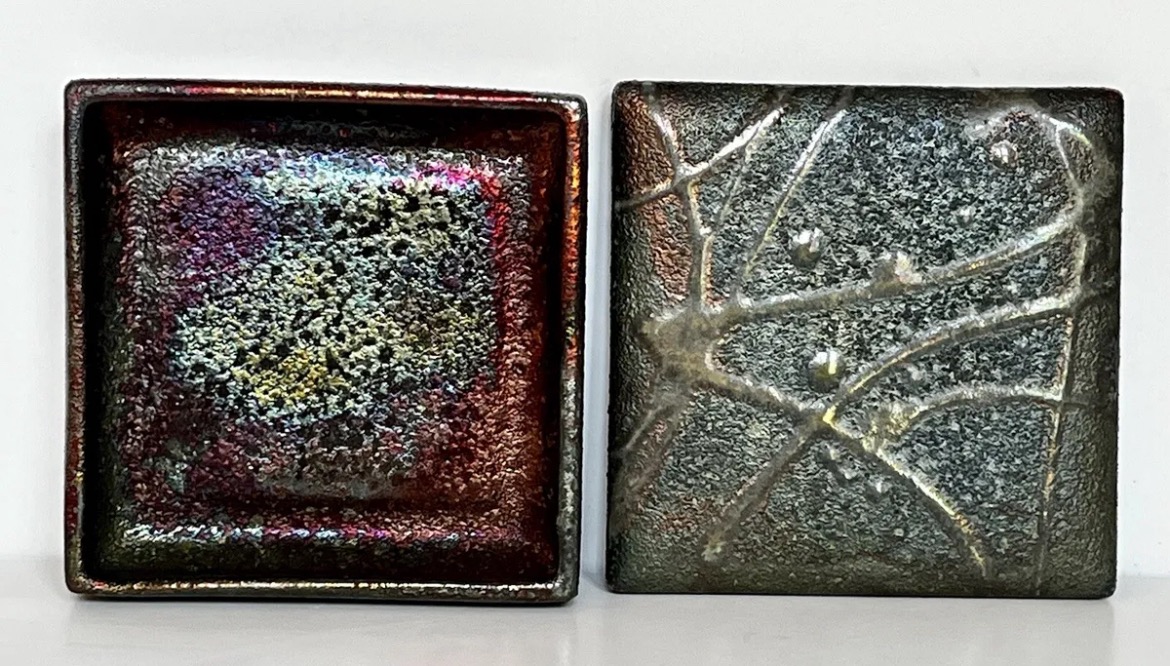 #52 Gorgeous JOYCE FURNEY RAKU TRINKET BOX Square w/Original Paper ...