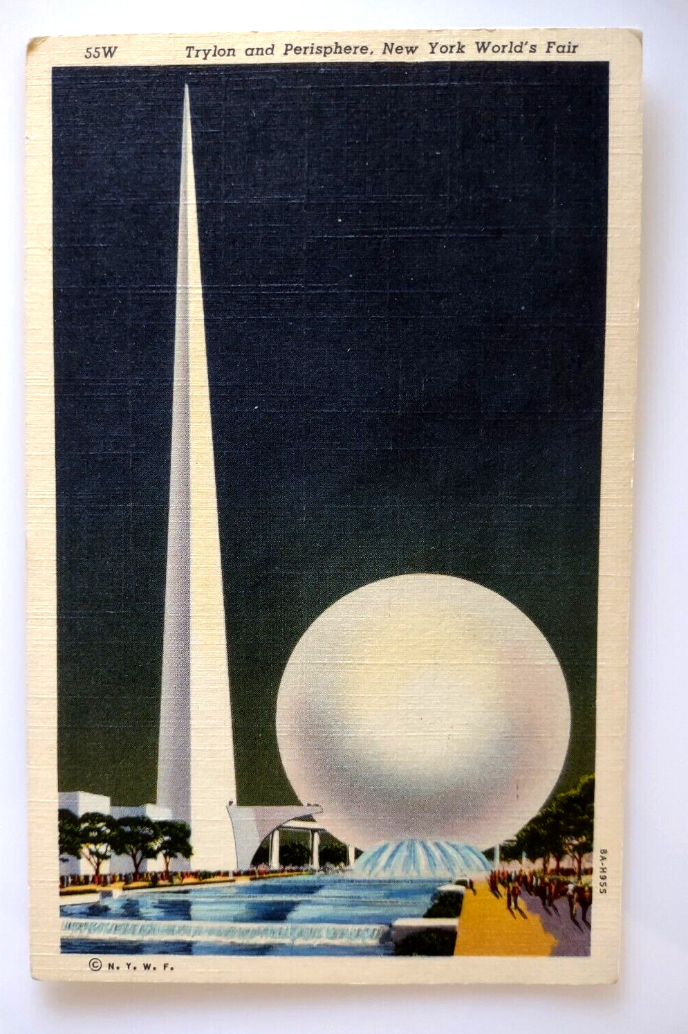New York Worlds Fair Postcard Trylon Perisphere Linen Night View 1939 ...