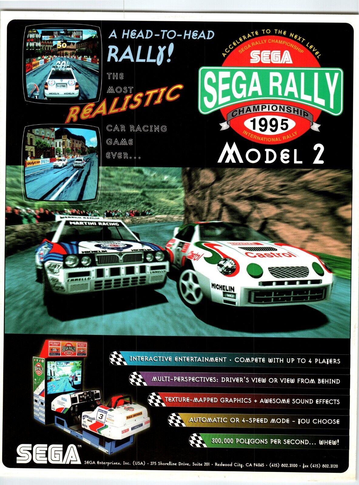 Sega Rally Championship Model 2 Arcade FLYER Original 1995 Video Game ...