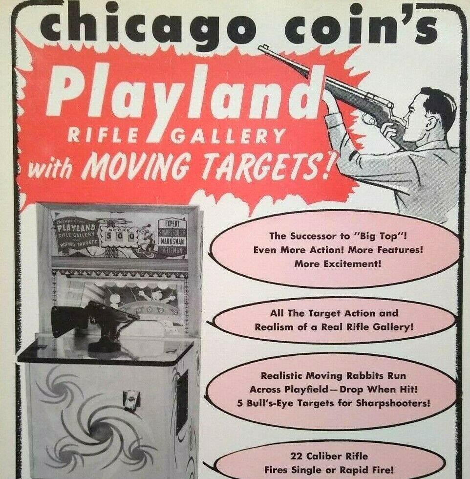 Playland Arcade Flyer Original 1959 NOS Chicago Coin Moving Target Game ...