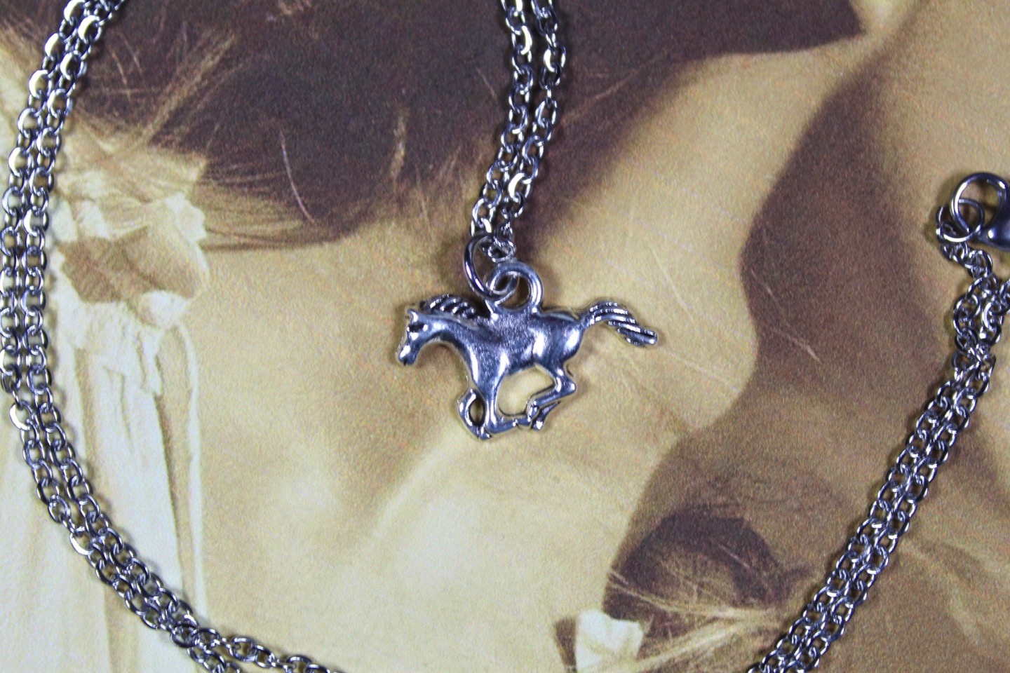 WHITE HORSE Fearless Silver Charm Necklace