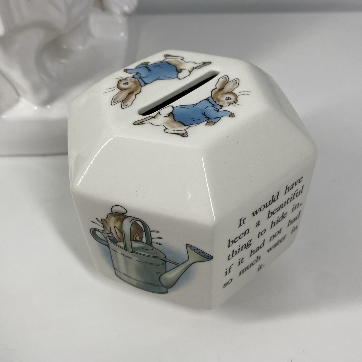 WEDGWOOD Porcelain PETER RABBIT Coin BANK Beatrix Potter Made in ...