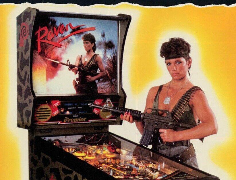 Raven Lady Rambo Pinball Art Print FLYER Original NOS 1986 Vintage ...