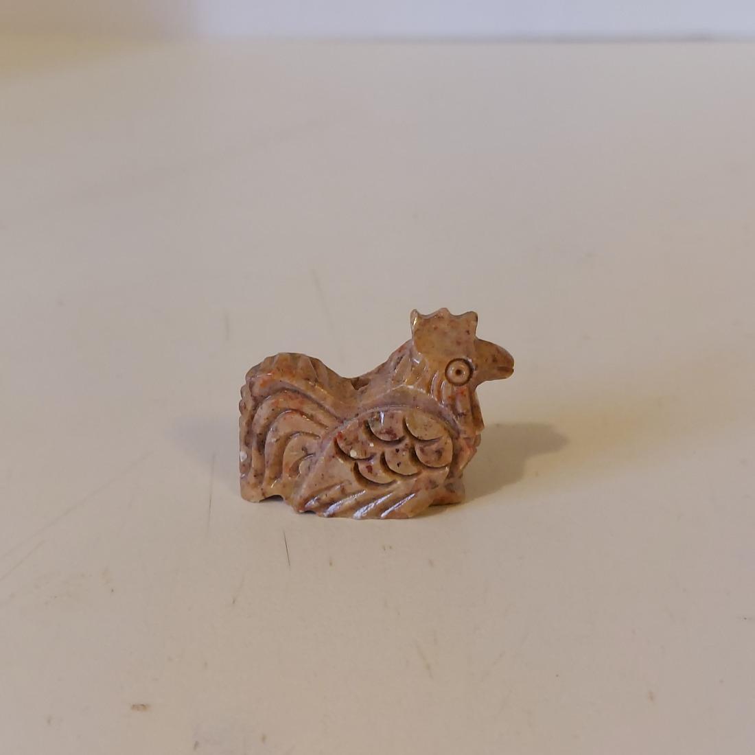 Carved Stone Rooster Figurine Bead