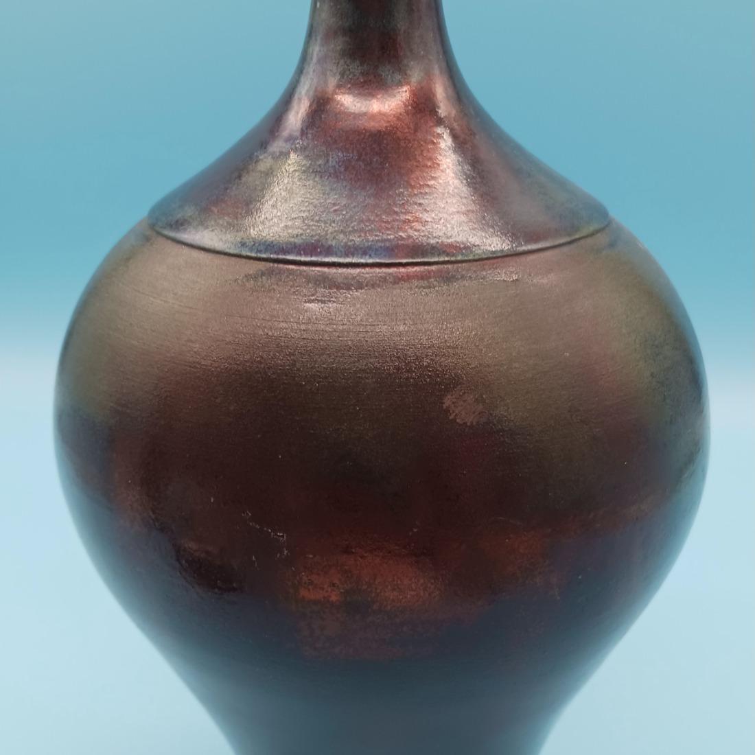 Vintage, Raku Pottery Vase, Signed By Artist.