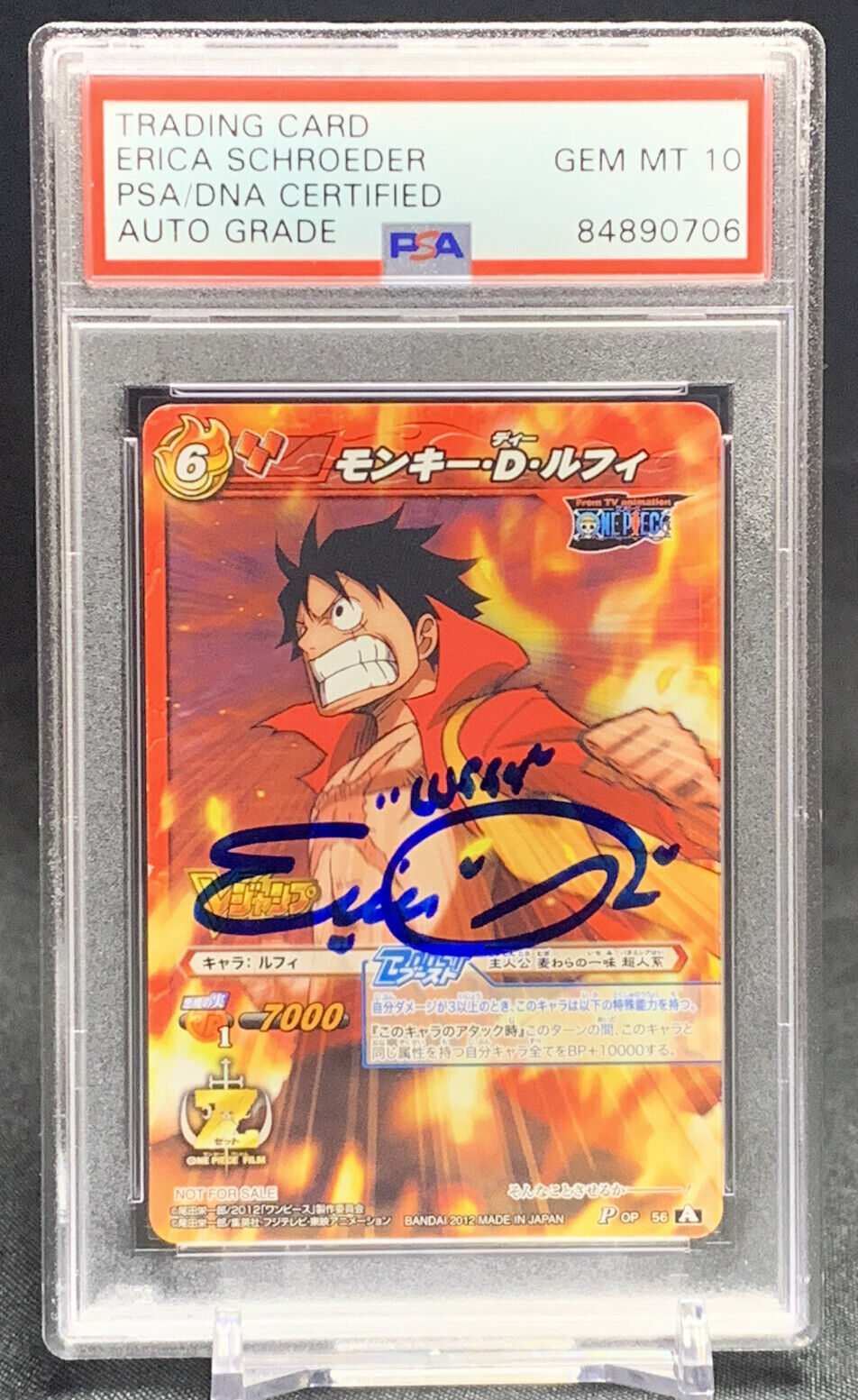 Monkey D. Luffy Signed Auto Erica Schroeder PSA 10 ONE PIECE Carddass ...