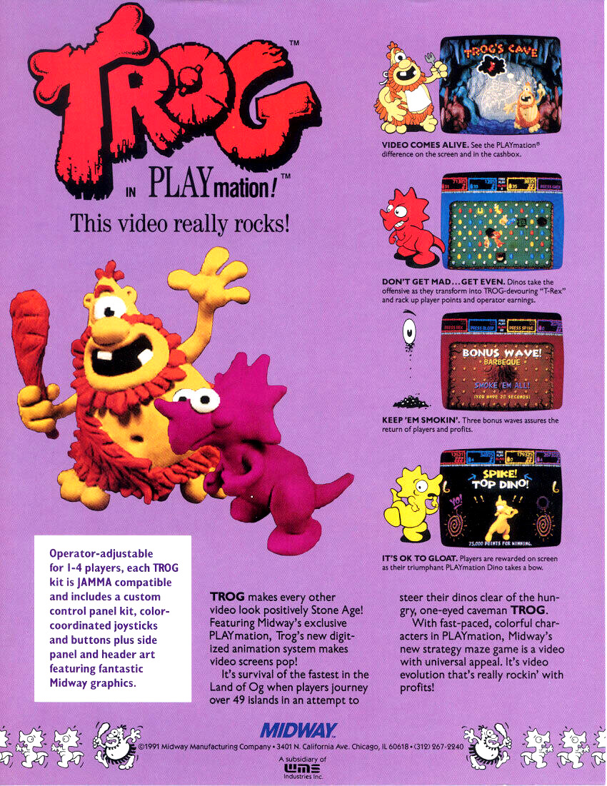 Trog Arcade Flyer Original 1990 1-Side Promo Video Game Vintage Retro ...