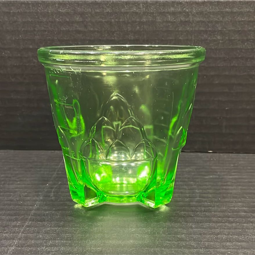 Vintage Hazel Atlas Uranium Glass Beater Jar, Two Cup Vaseline Glass ...