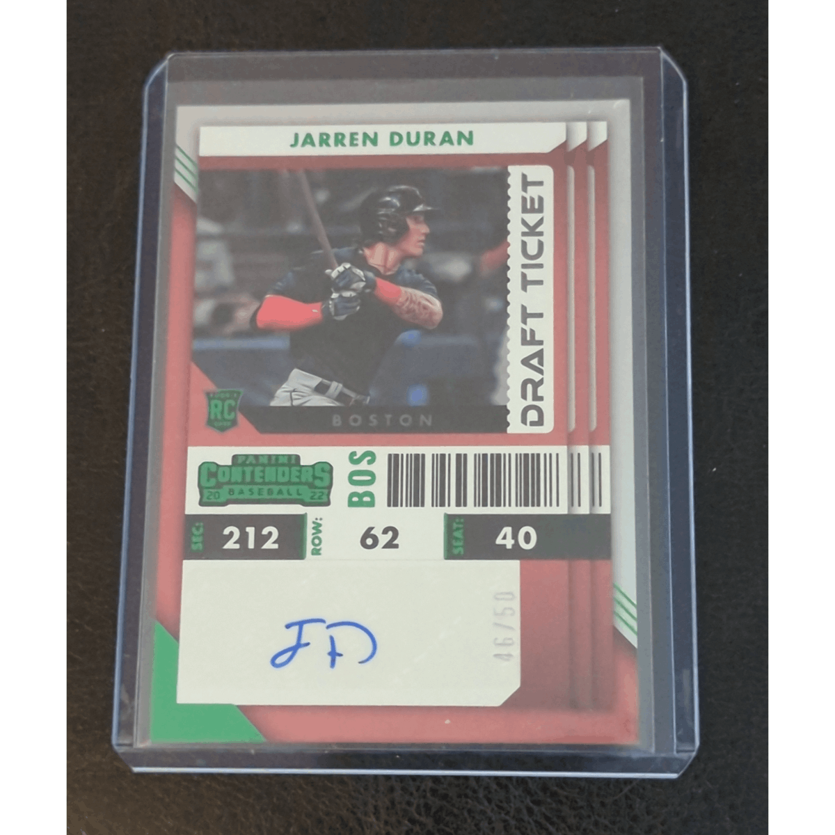 2022 Panini Contenders Jarren Duran Draft Ticket Autograph 46/50 Boston ...