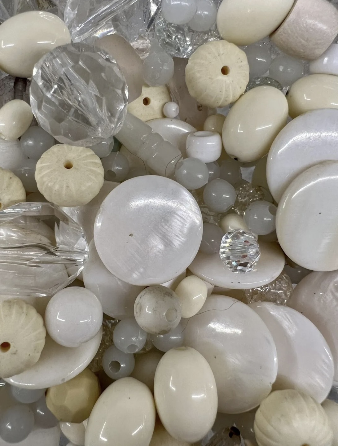 Vintage to Now Cream Glass Stone Lucite Plastic Crystal Bead Soup ...
