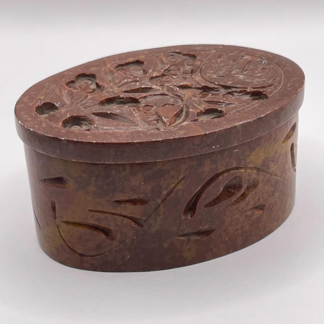 Vintage Soapstone Trinket Box w/ Flower