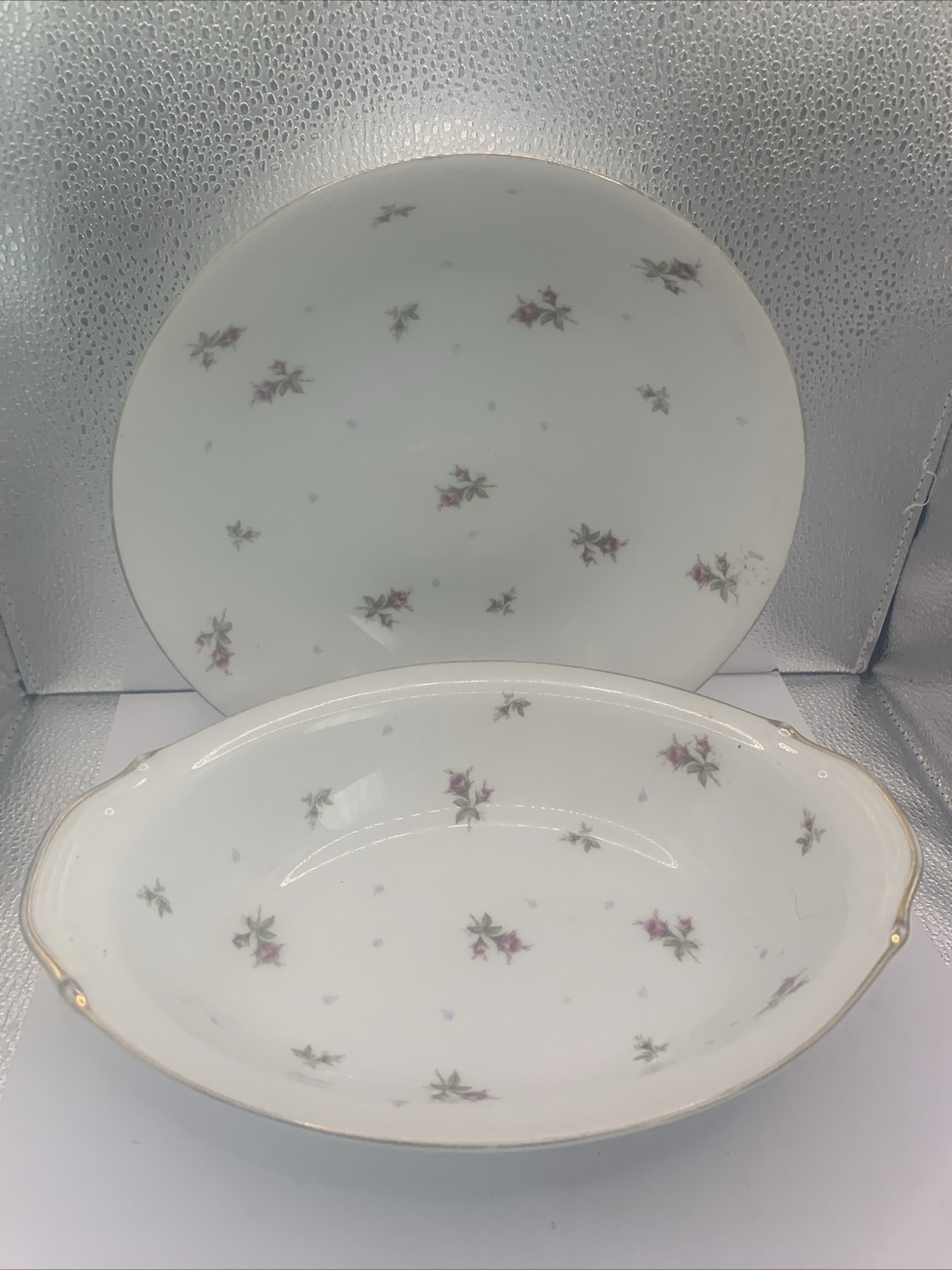2-Minuet By Yamaka Japan Rose Chintz Oval And Round Serving Bowls