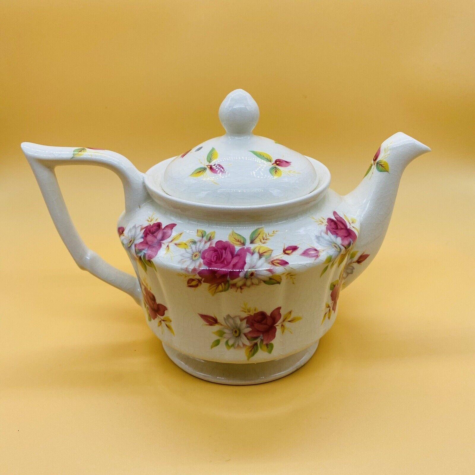 Arthur Wood Pink Roses Teapot, Full Size Vintage Staffordshire England ...