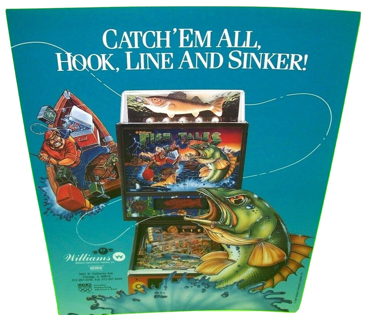 Fish Tales Pinball Flyer Original Unused 1992 Fishing Game Vintage ...