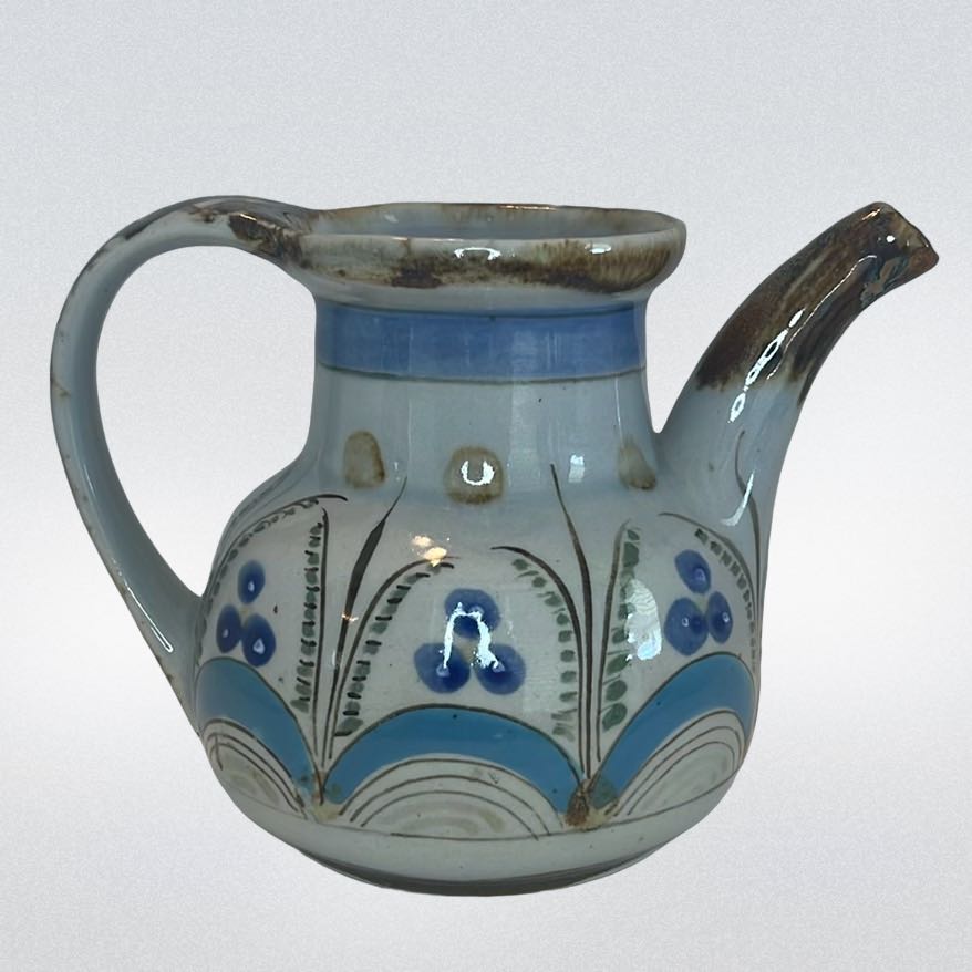 Ken Edwards Pottery Teapot Blue Tonala Mexico Folk Art