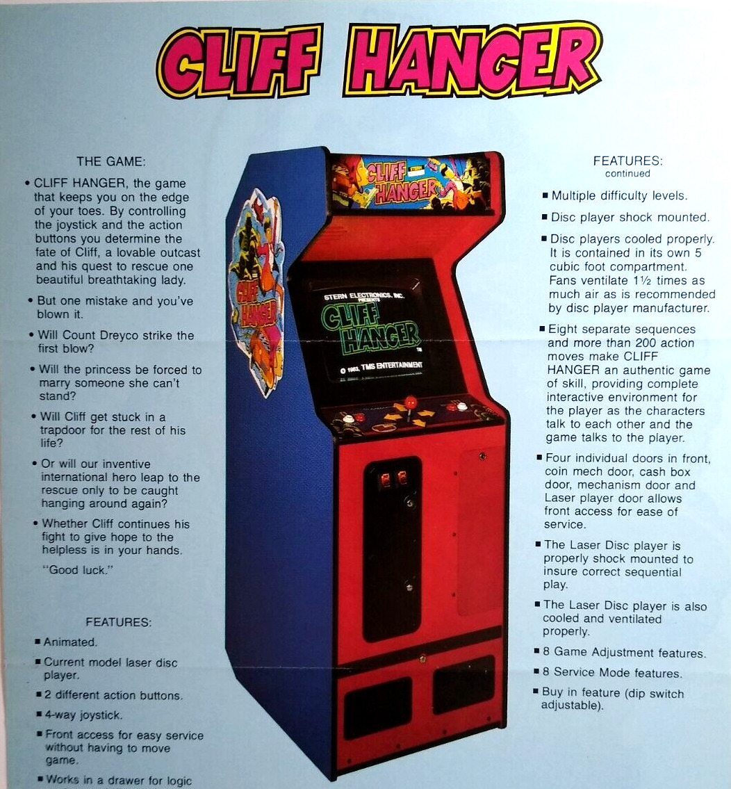 Cliff Hanger Arcade Flyer Original 1983 Video Game Retro Art 8.5" x 11 ...