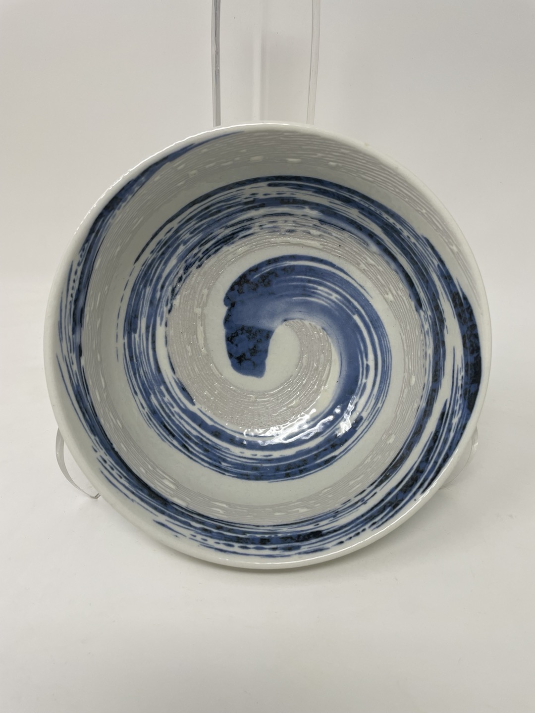 Vintage Blue Wave Pottery Bowl Japan