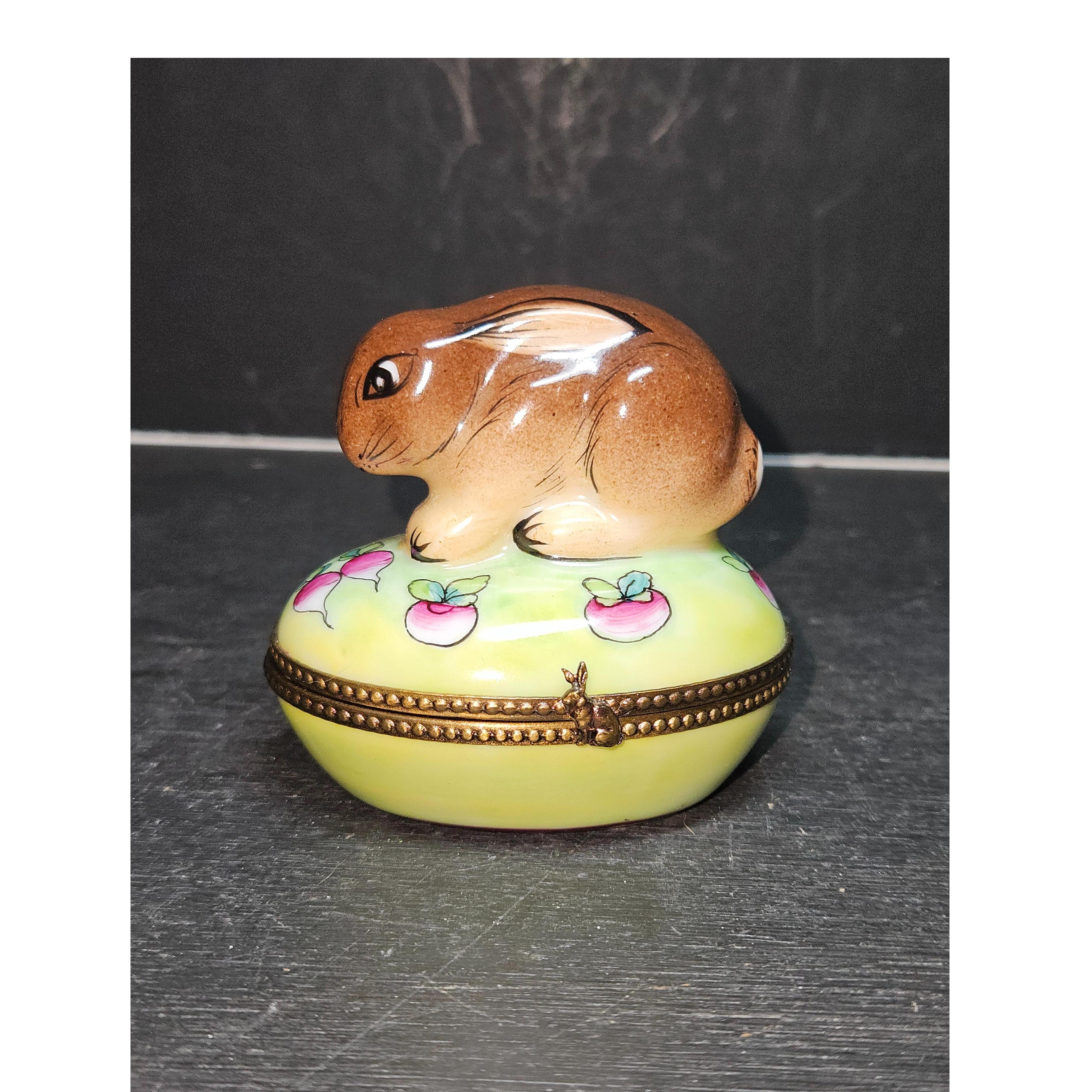 Limoges Bunny Trinket Box Hinged Rochard