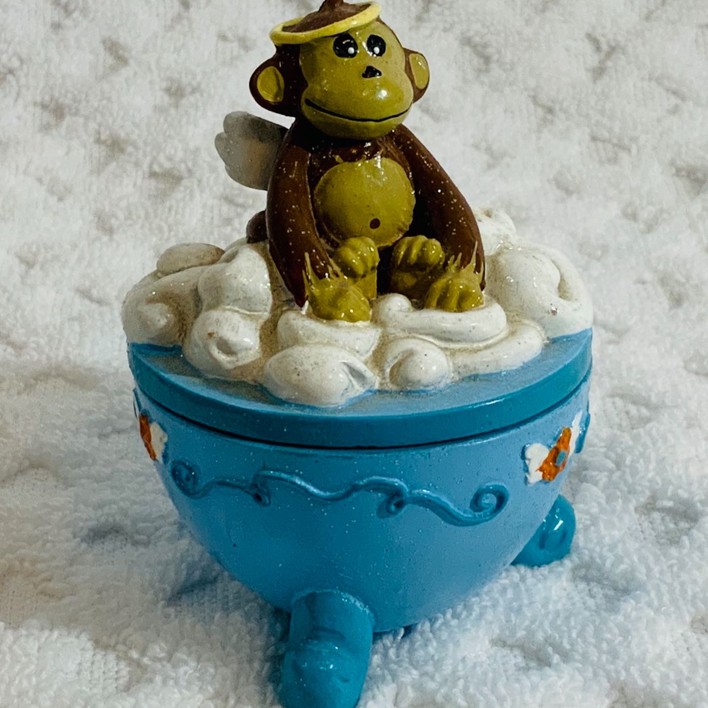 Whimsical Claire’s 2000 Monkey Angel Trinket Box