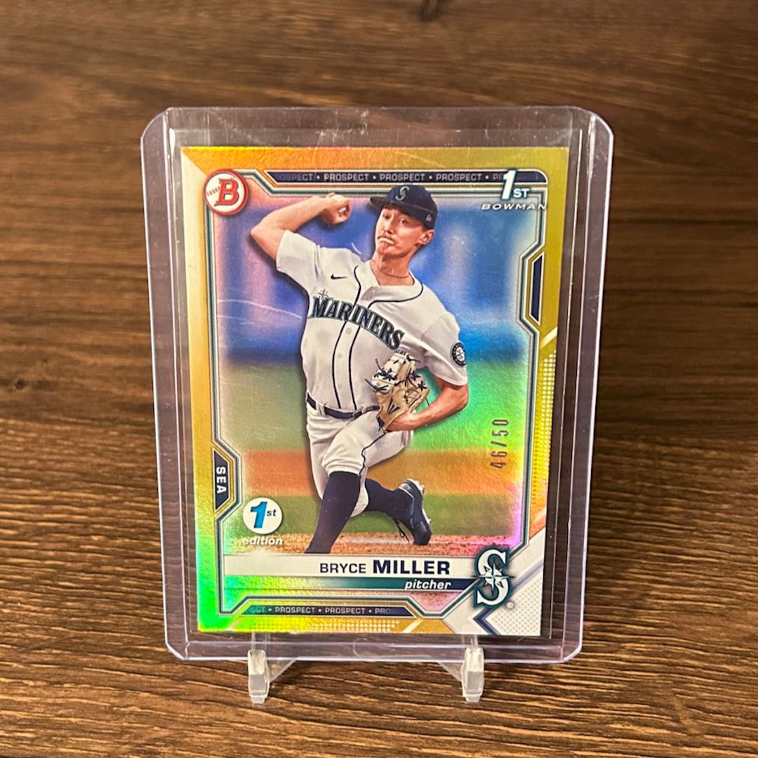 Bryce Miller 2021 Bowman 1st Edition Gold Refractor /50 - Seattle Mariners