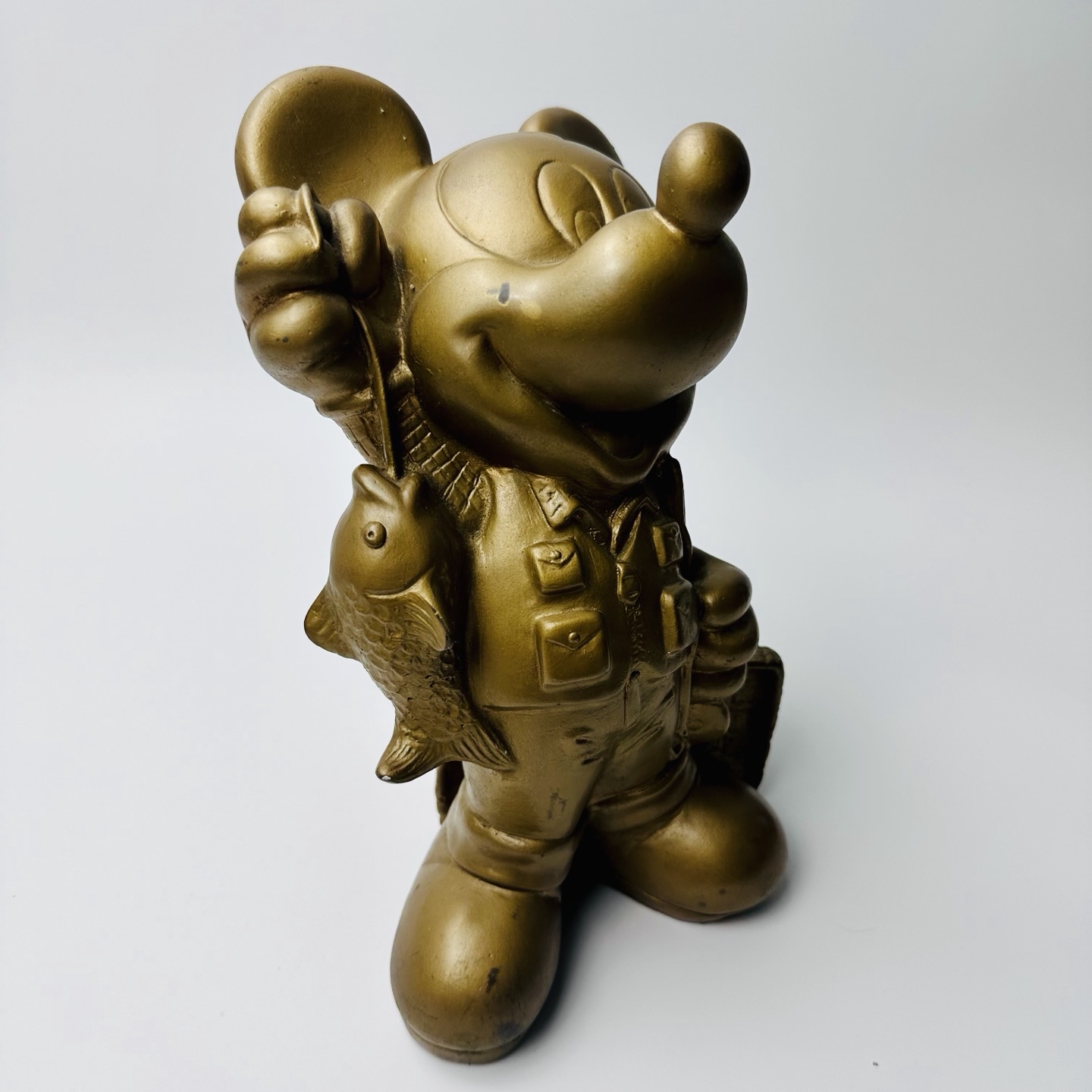 Vintage 1997 Disney Mickey Mouse Fishing Garden Planter Statue Bronze ...