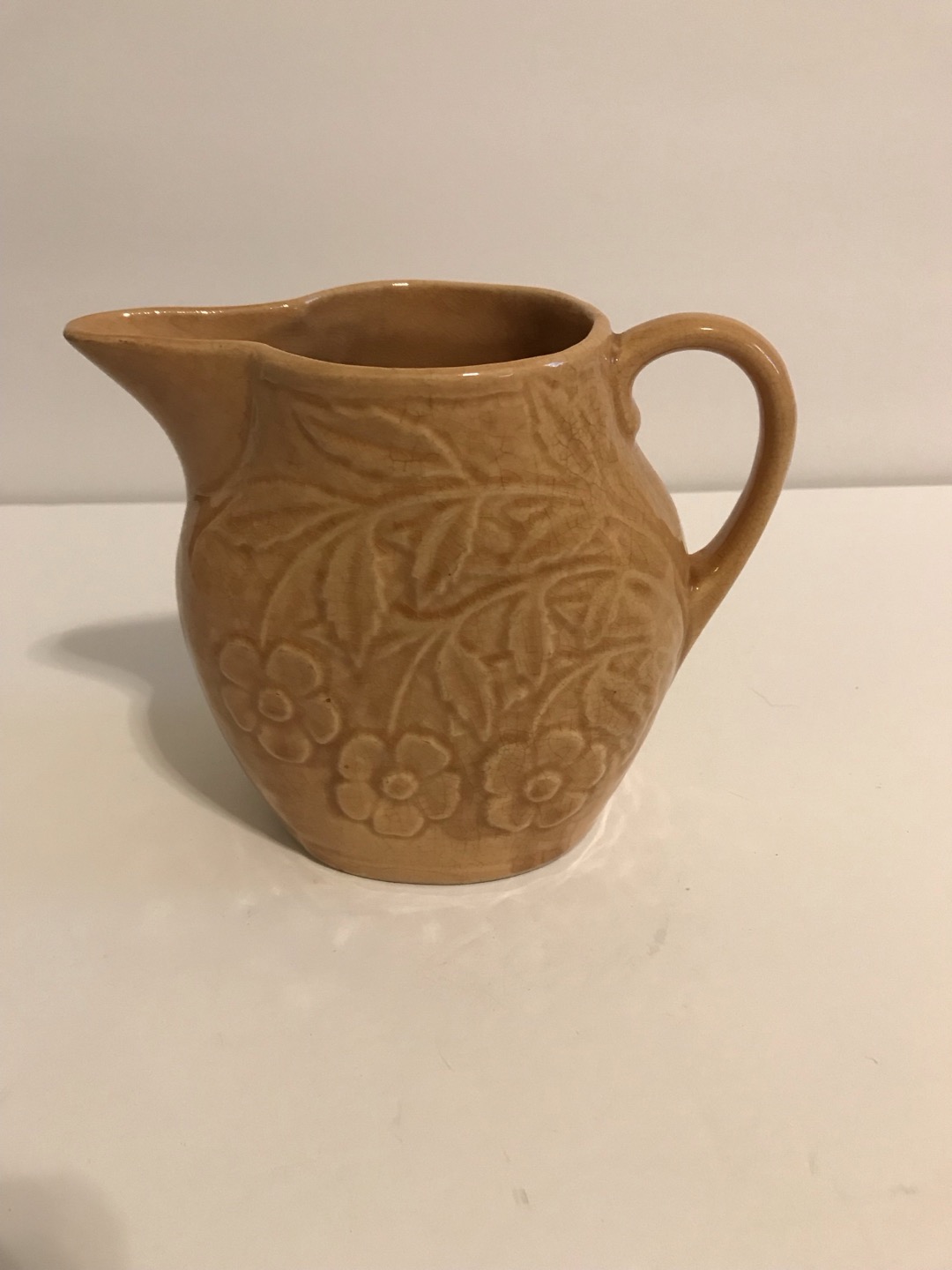 Vintage Arts & Crafts Milk Pitcher Falling Flowers 1930s-40s