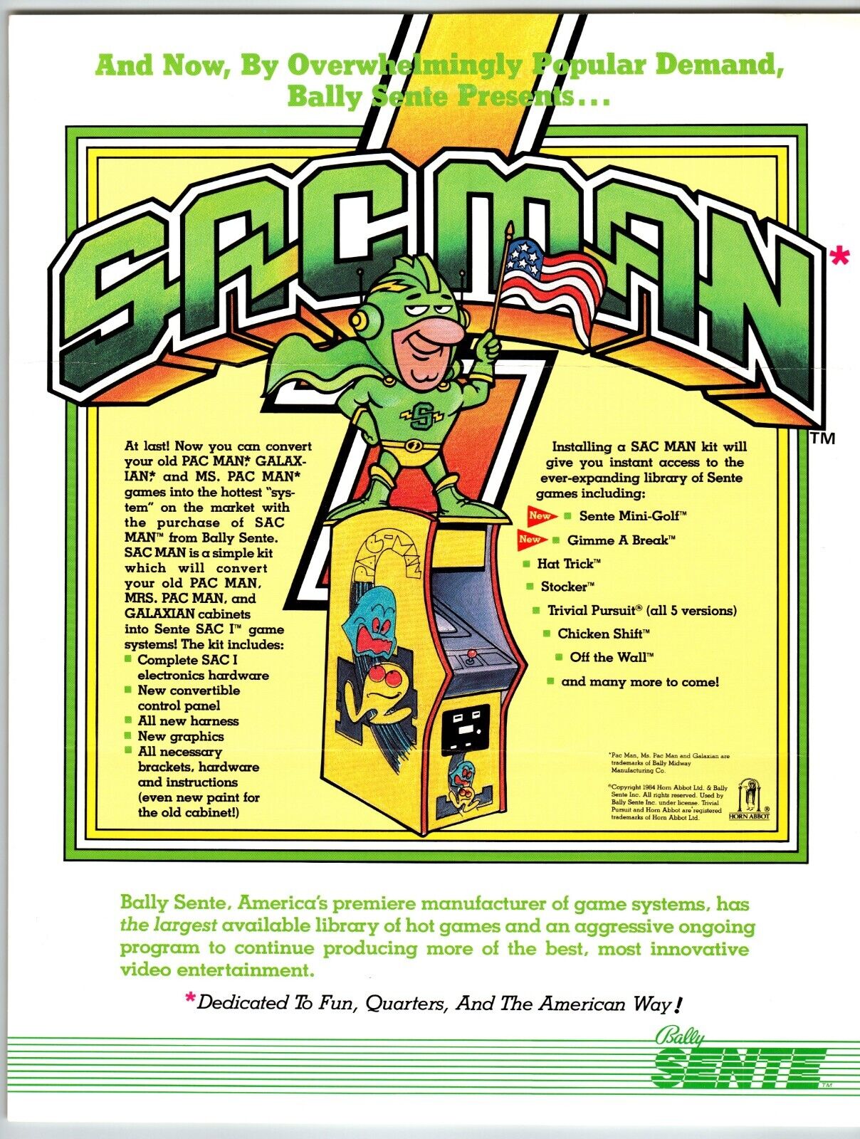 Sacman Arcade Flyer Original 1984 Video Game Art 8.5" x 11 Pac-Man ...