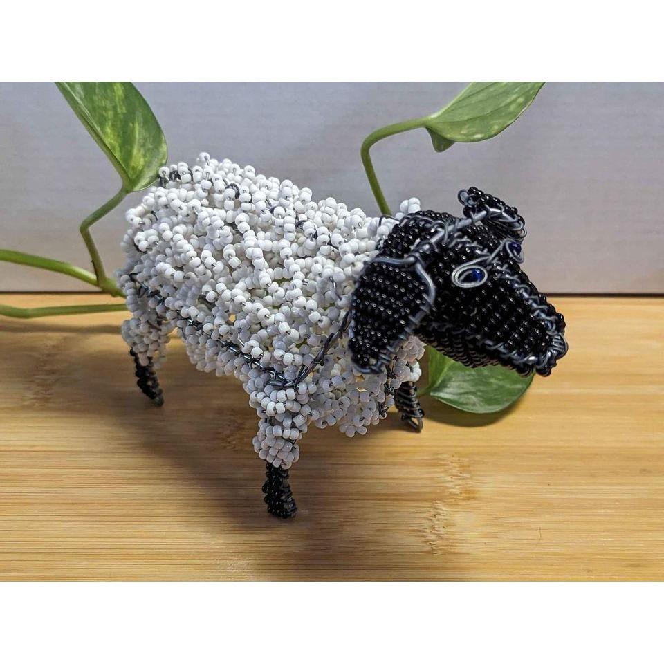 Handmade Beaded wire sheep figurine