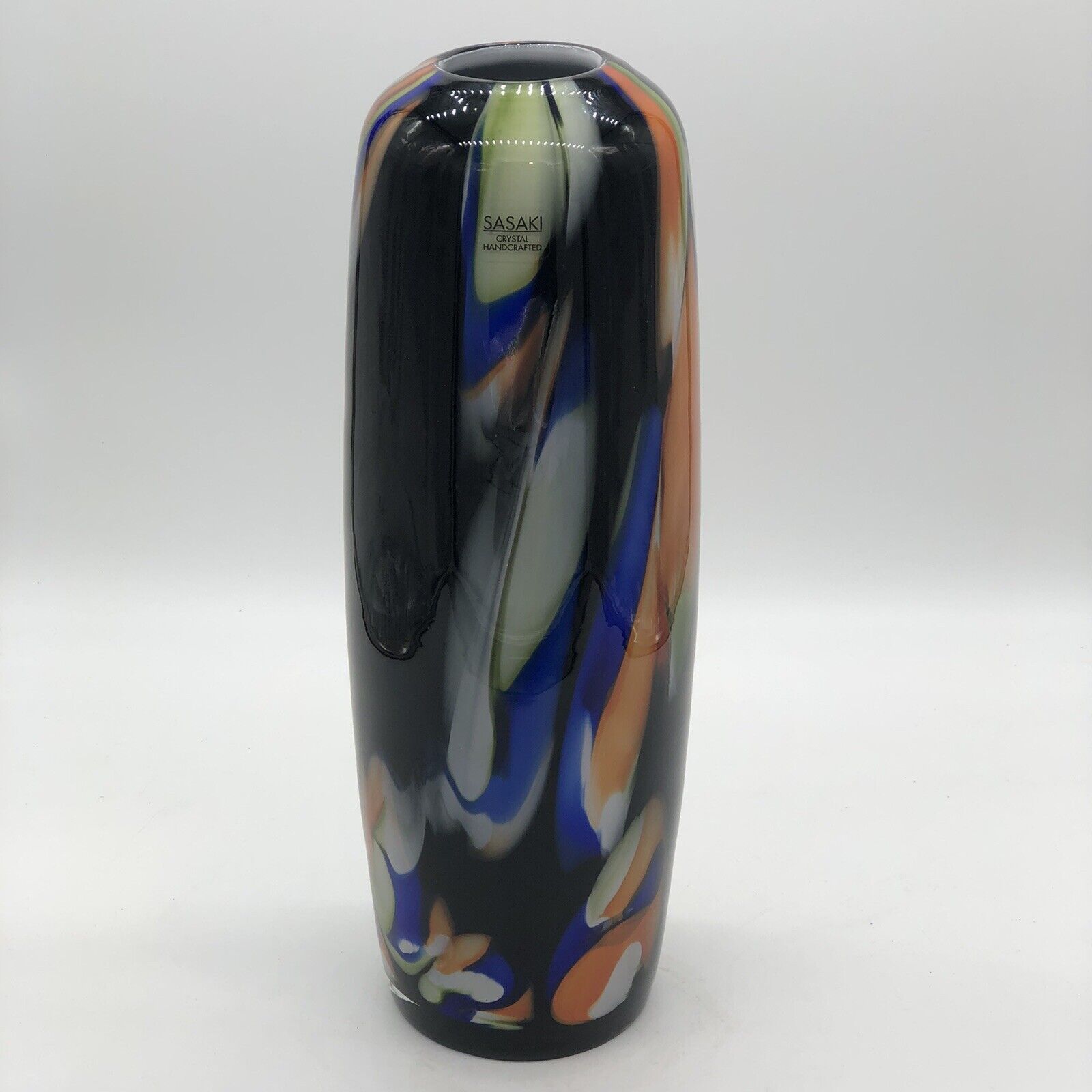 Vase Large Signed Sasaki Multi-Color Art Glass Crystal Vase ...