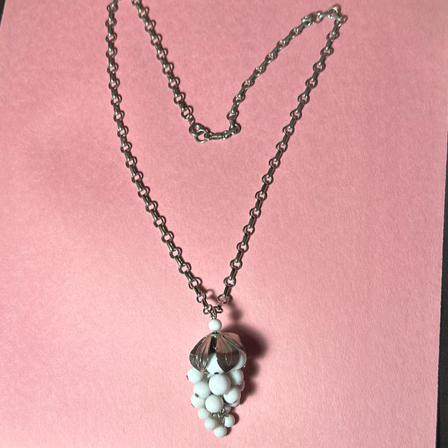 Vintage milk glass grape necklace