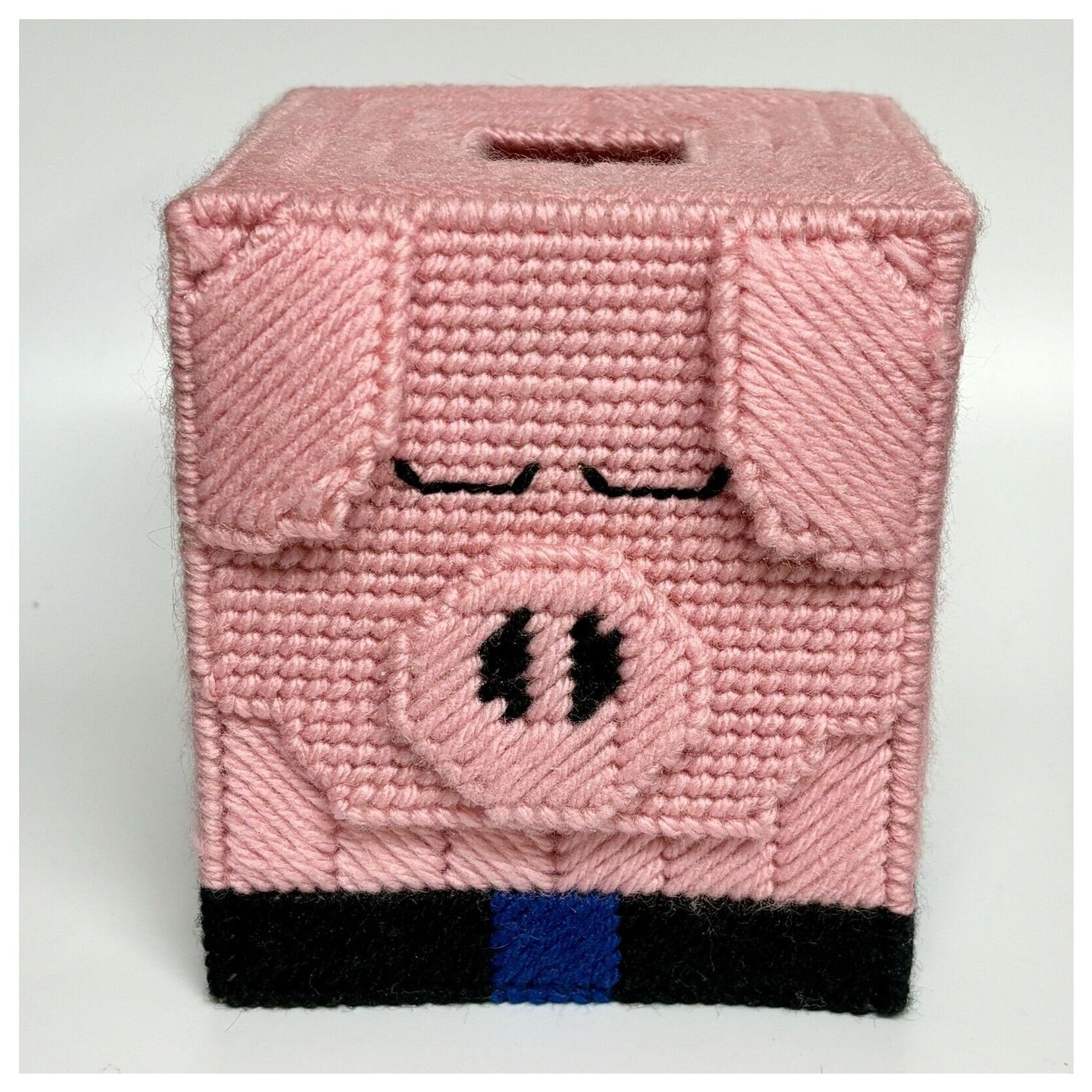 Handmade Plastic Canvas Pig Piggy Tissue Box Cover Kleenex Topper 5"