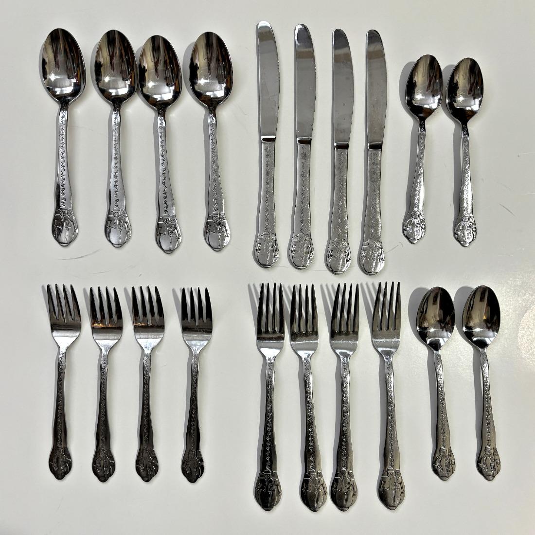 Debbie Mumm Sakura Snowman Flatware Service for 4 Stainless 20 Pieces ...