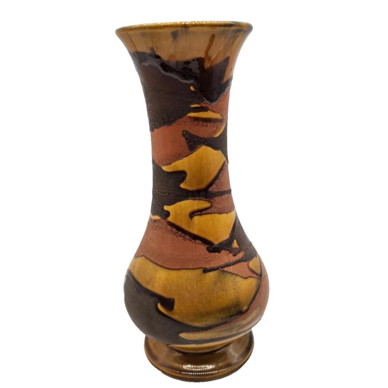 Royal Haeger Earth Wrap Vase Earth Tones Crackle Lava Glaze Pottery