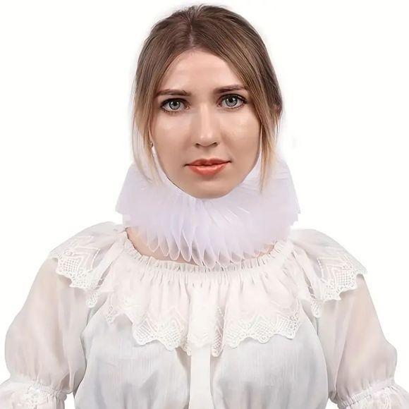 Elizabethan Dickens Ruff Neck Clown Collar White One Size Fits Most