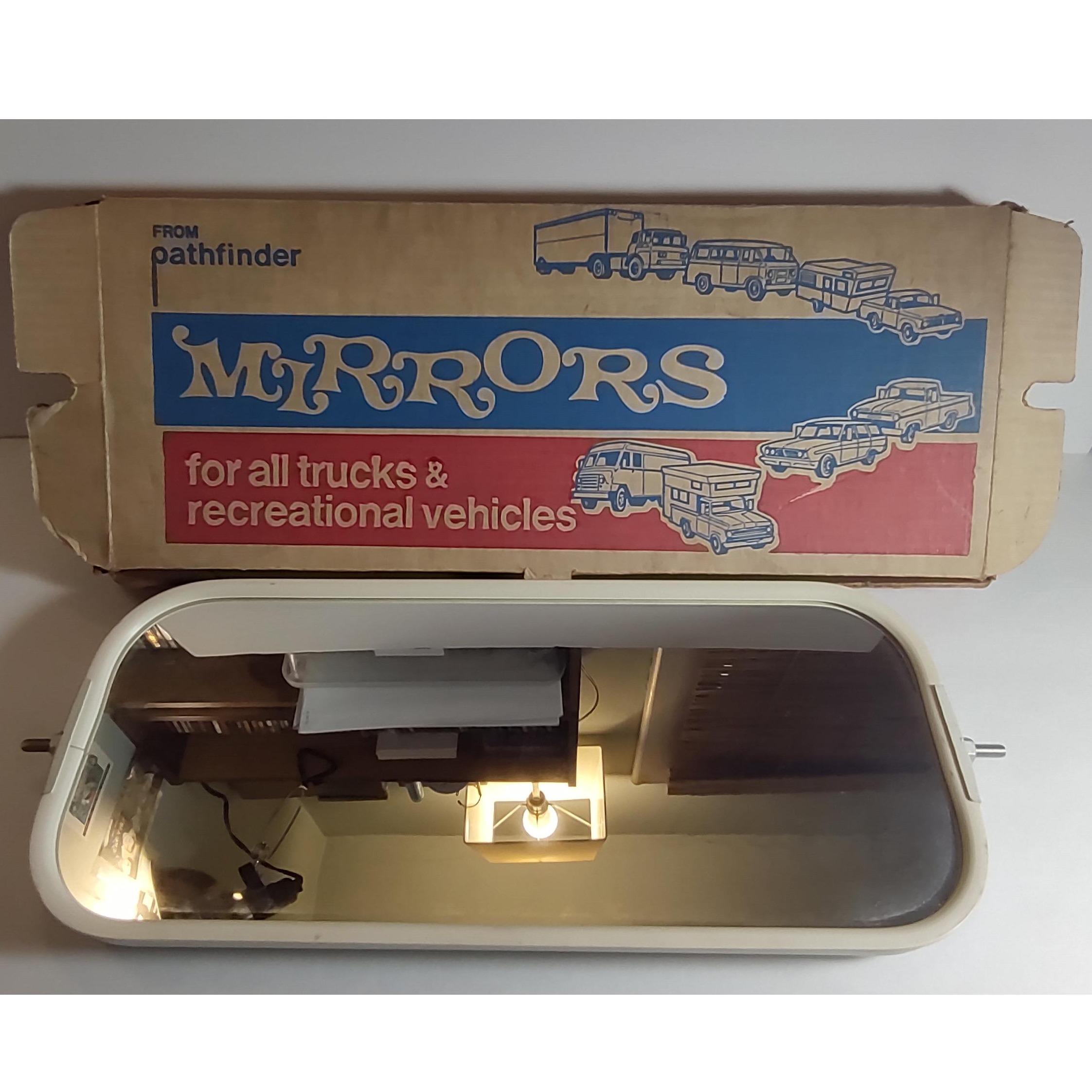 Truck van recreational vehicle side mirror white trimmed used rounded ...