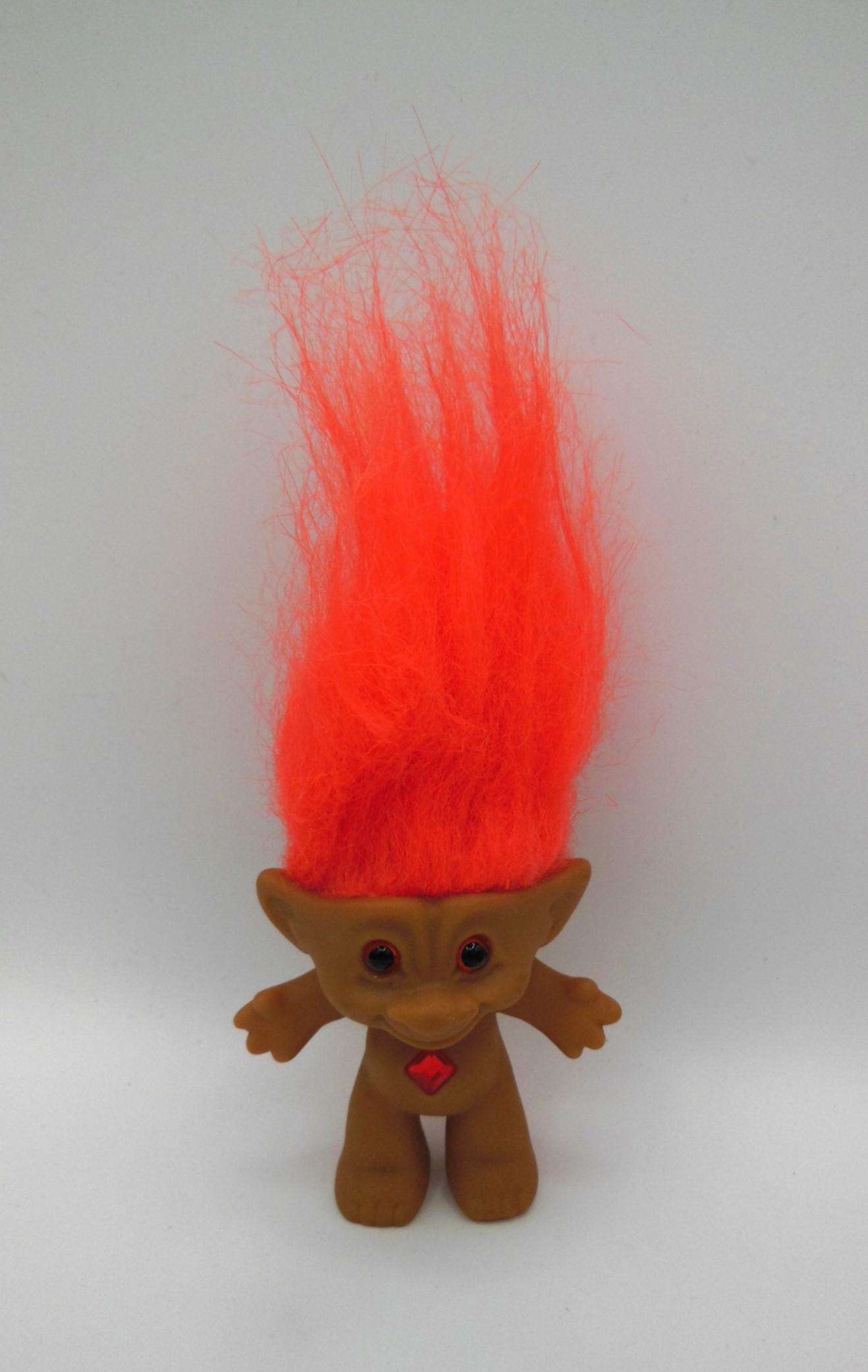 Vintage 1980s Ace Novelty 3" Neon Orange Hair Troll