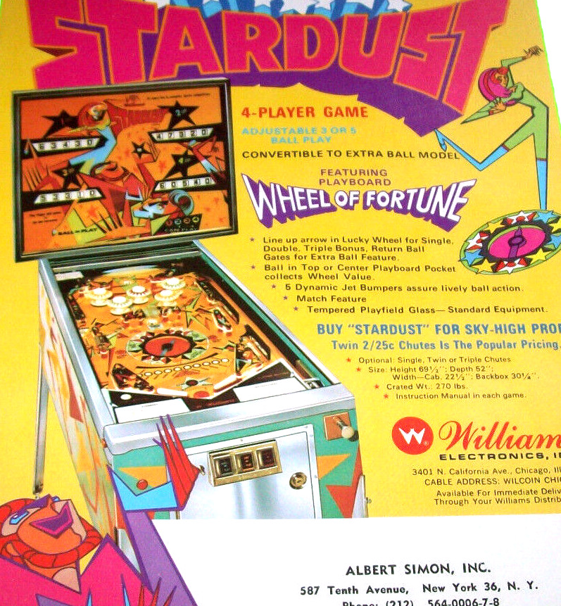 Stardust Pinball Flyer Original Vintage 1971 Promo Artwork Retro Mod Groovy