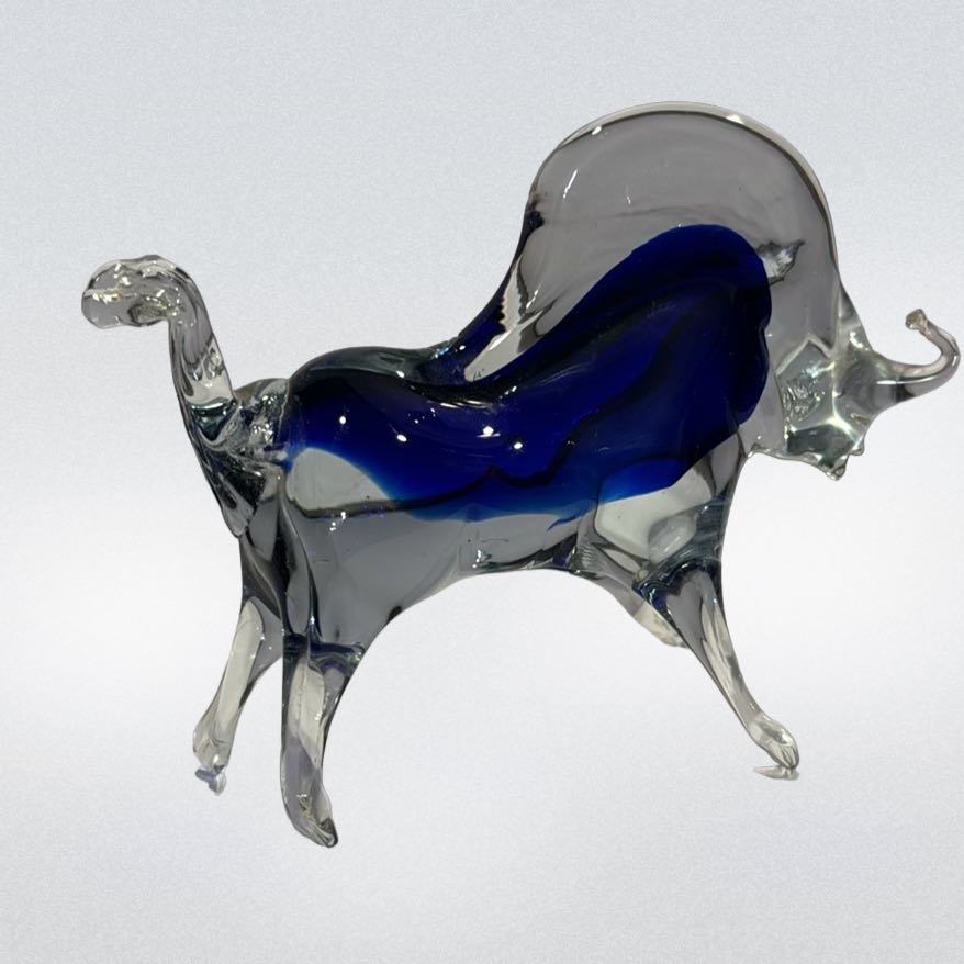 Vintage Venetian Murano Glass Cobalt Blue Bull Toro Taurus Figure ...
