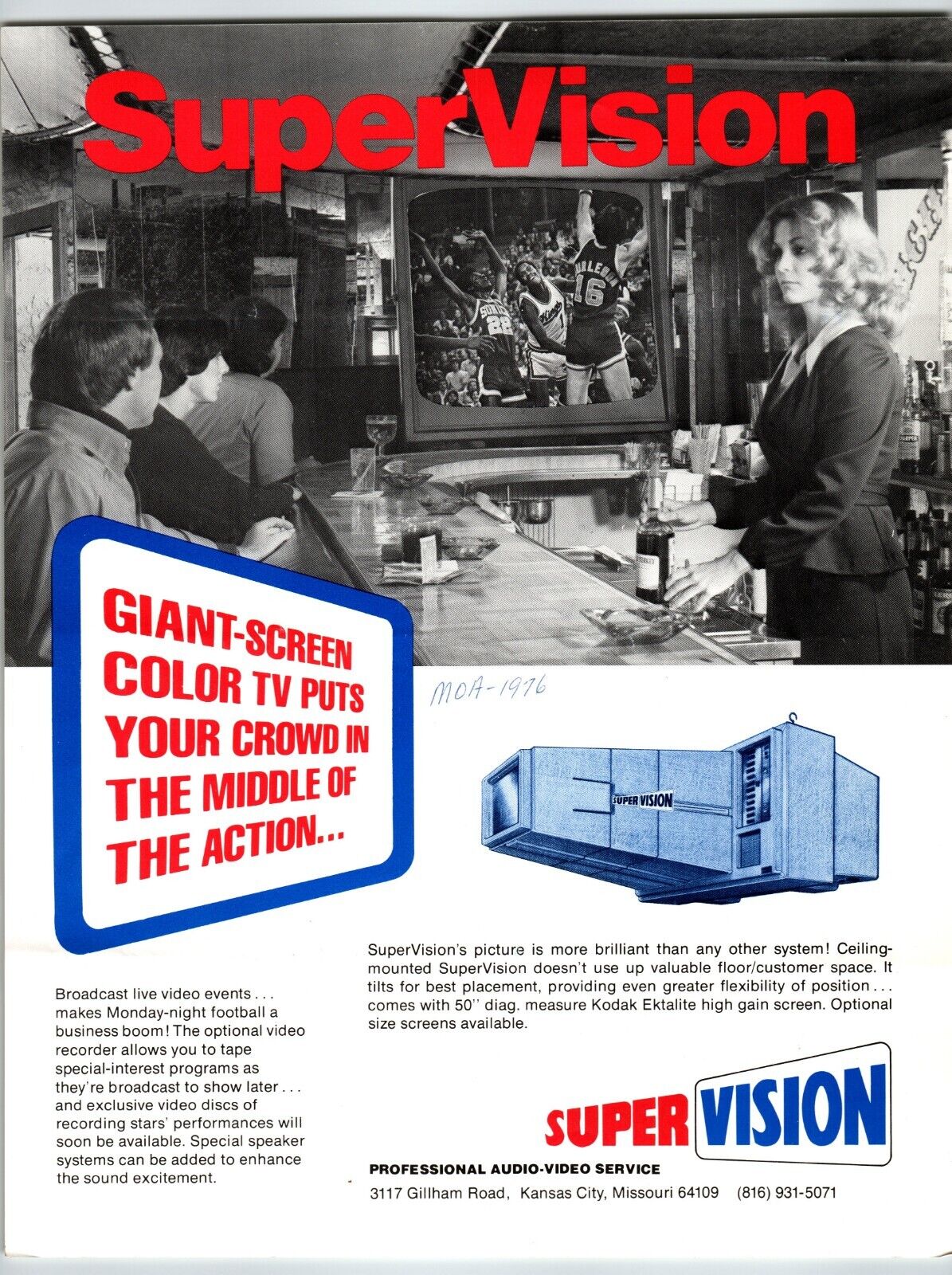 Super Vision Giant Screen TV Projection System FLYER Advertising ...