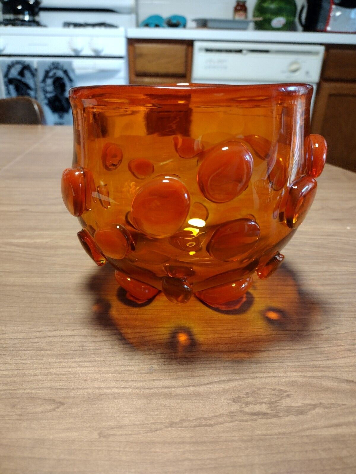 Vintage The Blob vase Blenko glass art #597 Wayne Husted Orange Tangerine