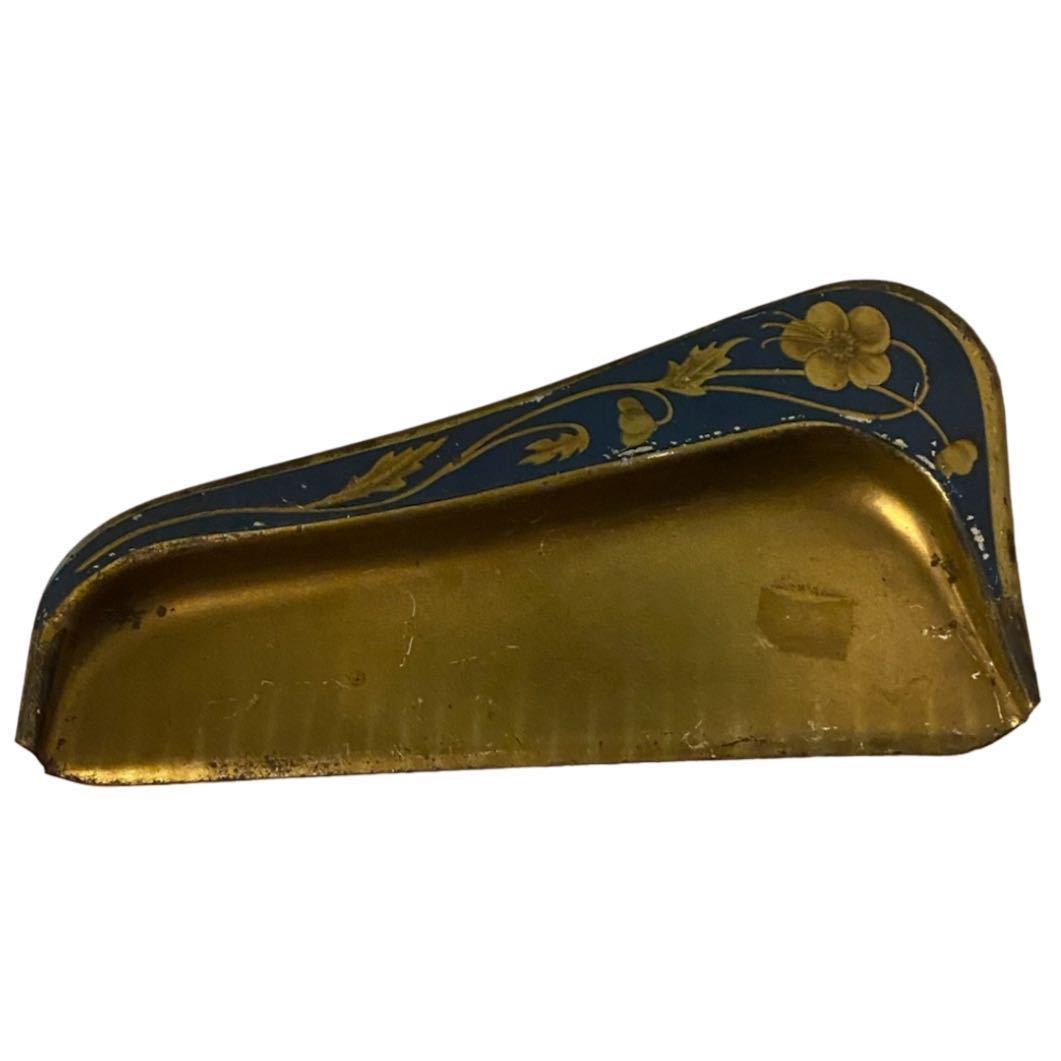 Vintage Metal Table Crumb Sweeper with Floral Design