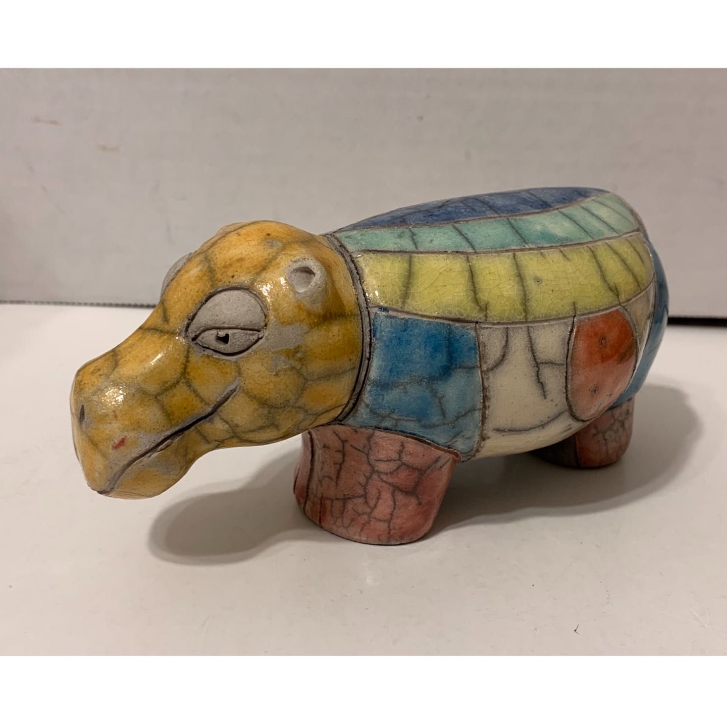 Fenix South Africa Raku Pottery Hippo Figurine