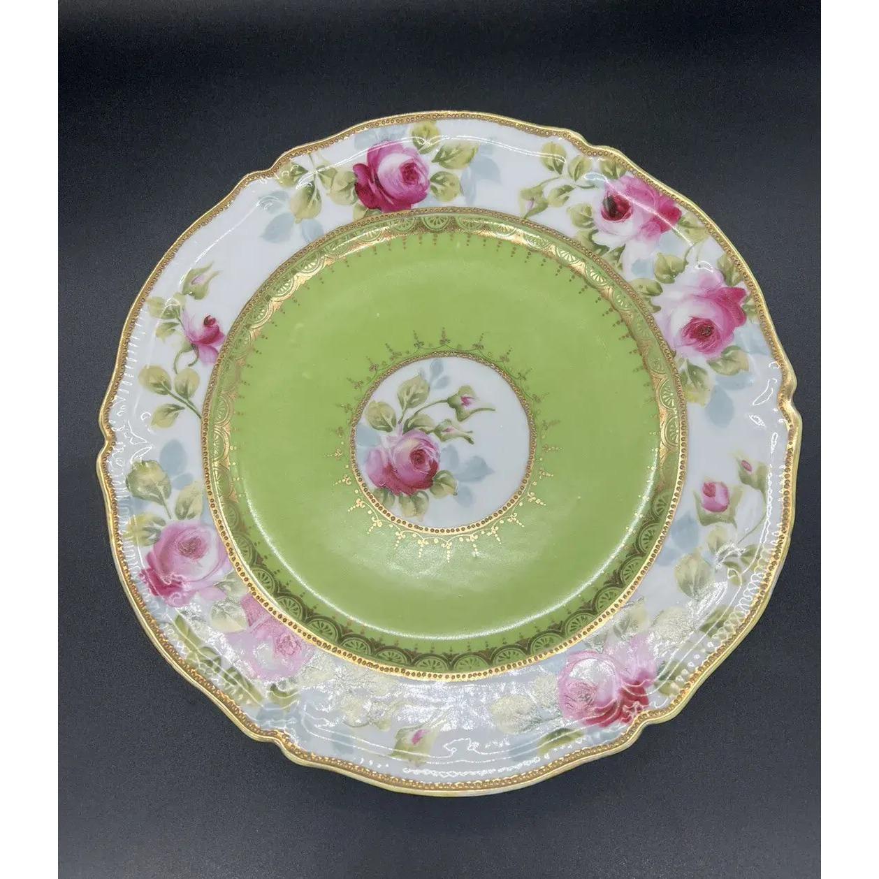 Antique RC Noritake Nippon Hand Painted Rose Bud Green Gold Trim ...