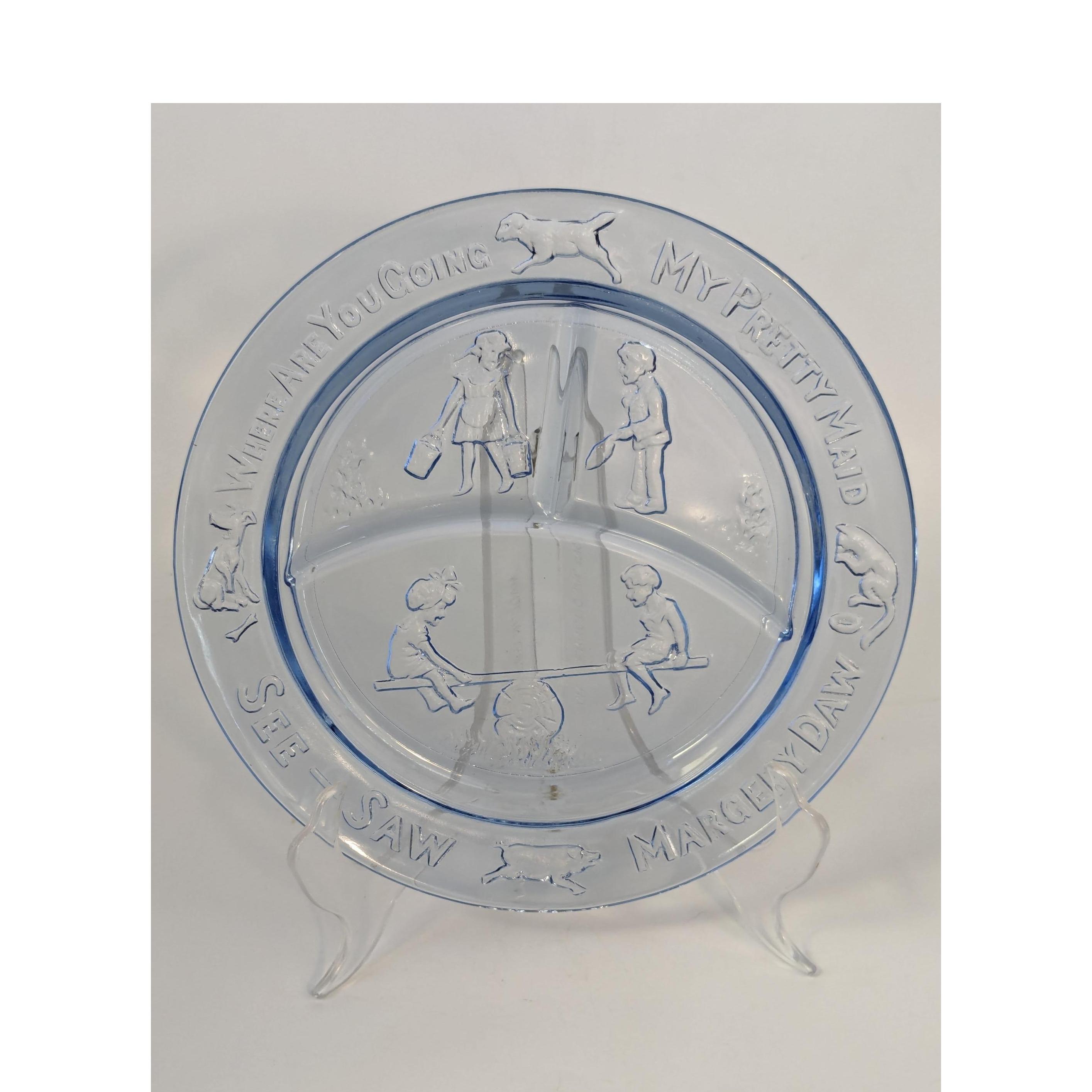 Vintage Tiara Mother Goose Plate Nursery Rhymes Blue