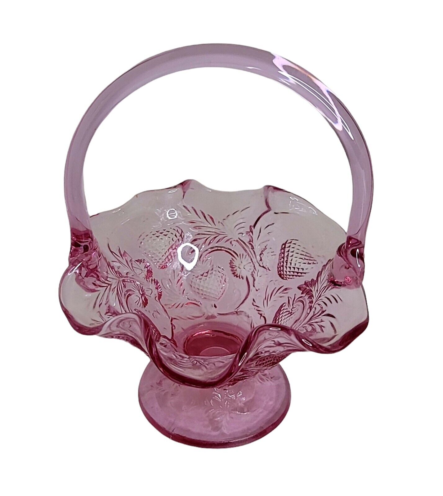 Vintage Fenton Basket With Strawberries Fenton Glass Cranberry Glass ...