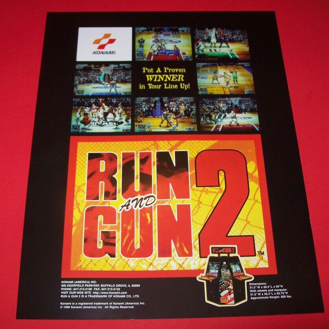 Run And Gun 2 Arcade FLYER Original 1996 Video Game Art Basketball ...