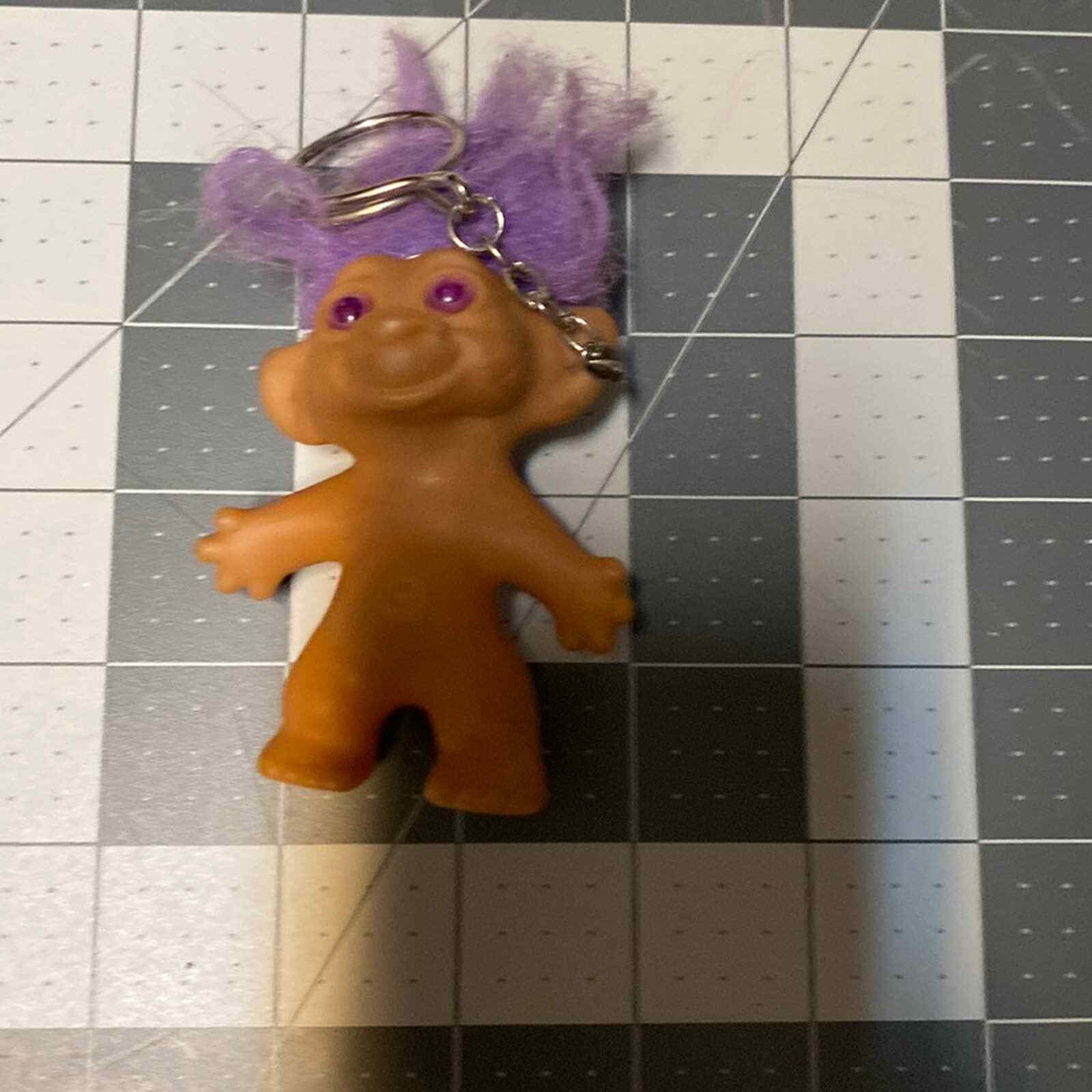 Vintage Made in Taiwan Purple Haired Troll Doll Keychain