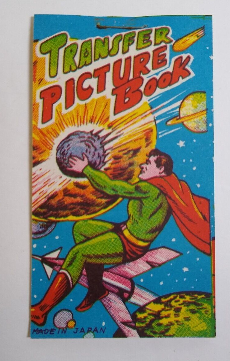 Superman 1950s Transfer Picture Book Superhero Caped Man Riding Rocket ...