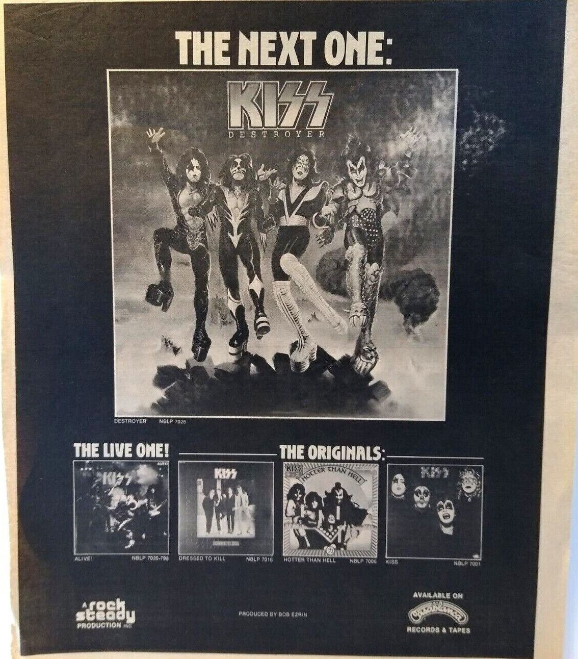 Kiss Destroyer Album AD 1976 Vintage Artwork Hard Rock Music + Alive ...