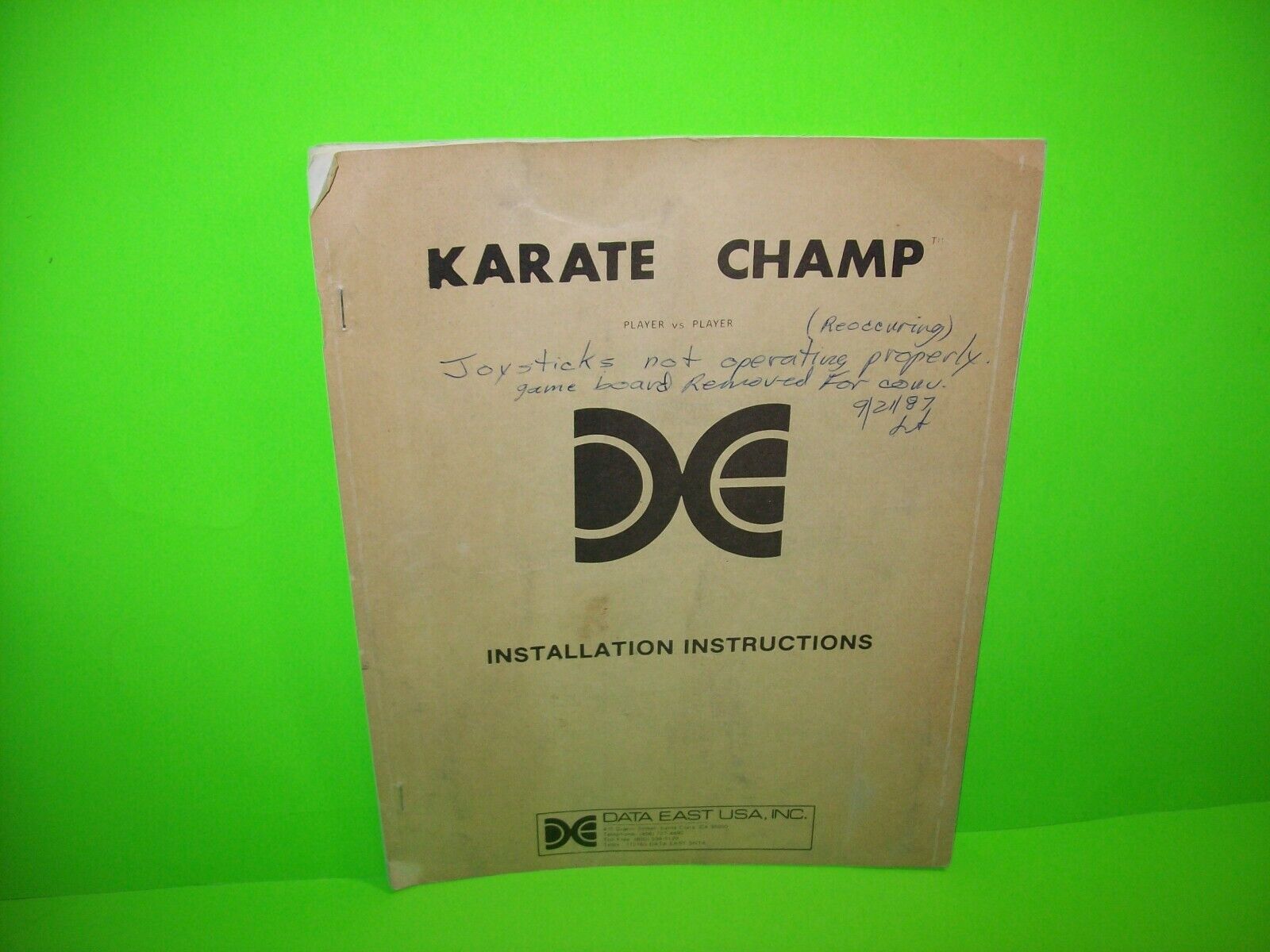Karate Champ Original 1984 Video Arcade Game Service Repair Manual